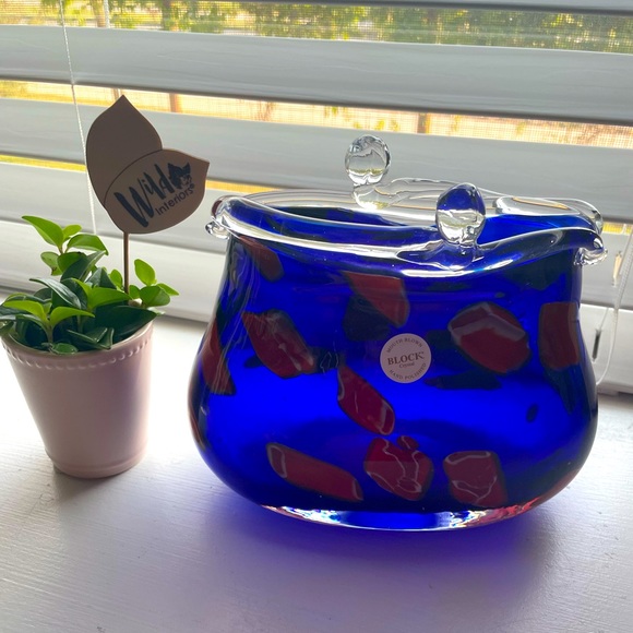 Art | Rare Hand Blown Glass Art Blue Purse Small Chip As Seen In Pic 5 ...